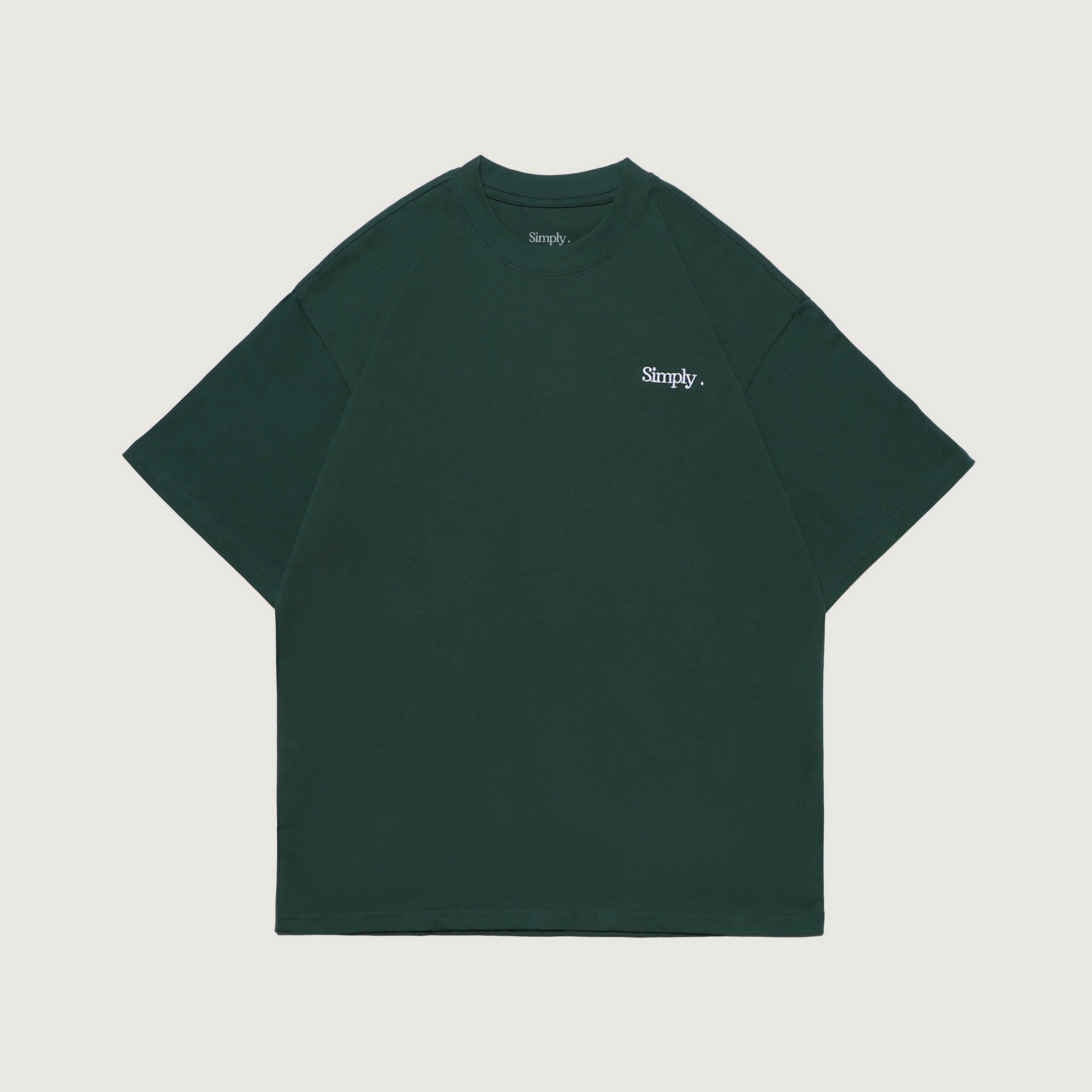 Simply . Men's Quality Oversized Embroidery T Shirt (Forest Green) [25