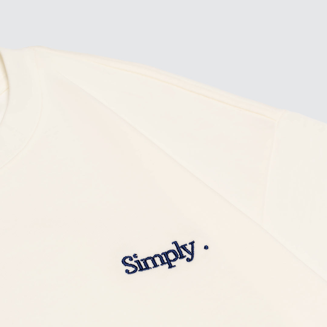 Simply . Men's Quality Oversized Embroidery T Shirt (Cream) [250 gsm