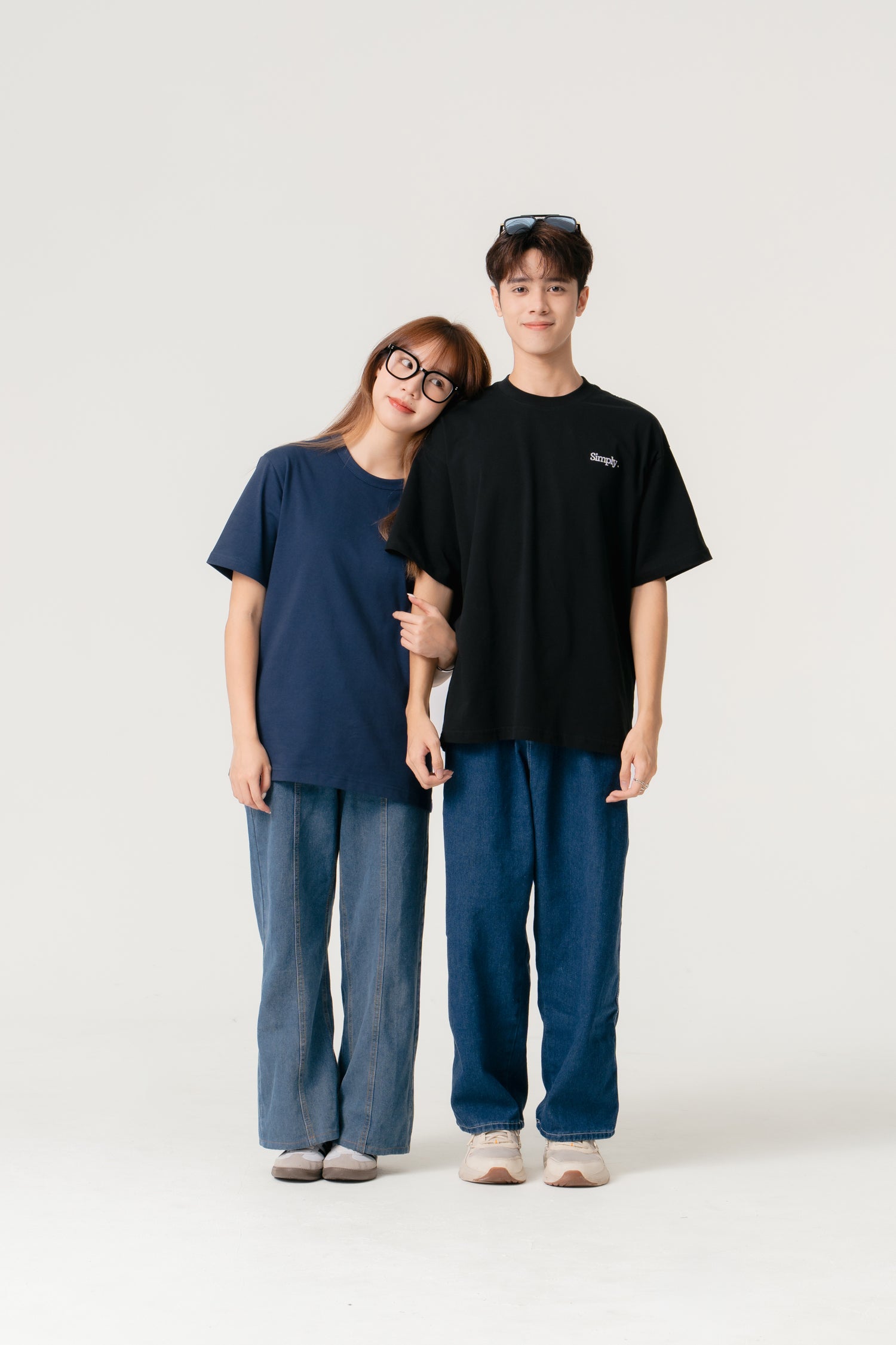Simply . Men's Quality Oversized Embroidery T Shirt (Black) [250 gsm